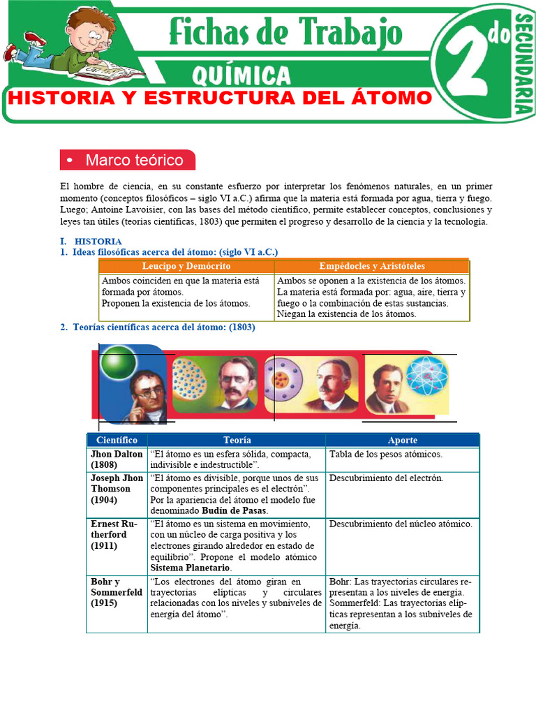 Ficha de Trabajo Modelos Atomicos | Descargar gratis PDF | Átomos | Núcleo atómico