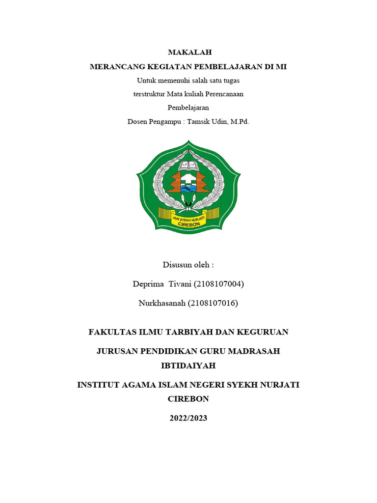 Makalah Perencanaan Pembelajaran | PDF