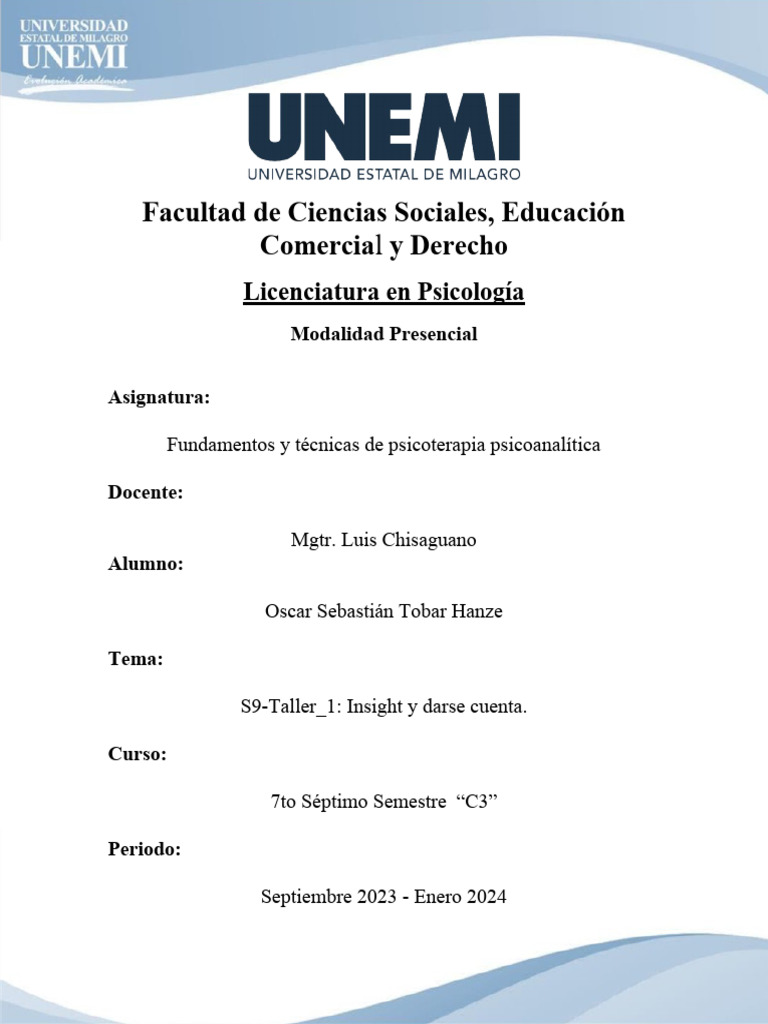 Insight y Darse Cuenta en Psicoterapia | PDF | Las emociones | Mente