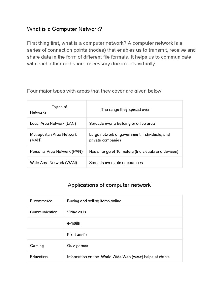 What Is A Computer Network Pdf Computer Network Data Transmission