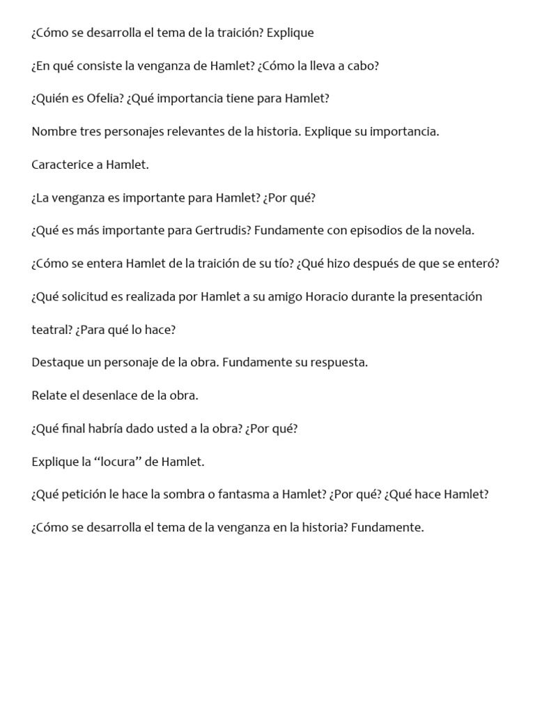 Análisis de la venganza en Hamlet | PDF