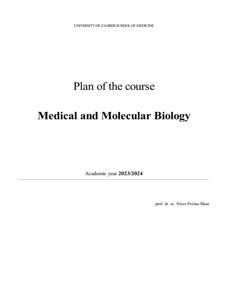 Class Plan 2023-2024 Medical and Molecular Biology | PDF | Genotype ...