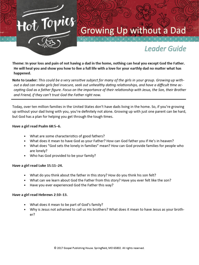 Growing Up Without A Dad Pdf Jesus God The Father