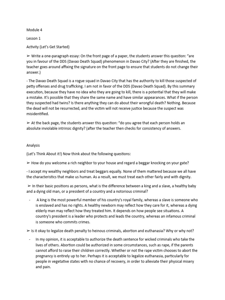 Ethics Module 4 Lesson1 &2 | Download Free PDF | Happiness | Experience