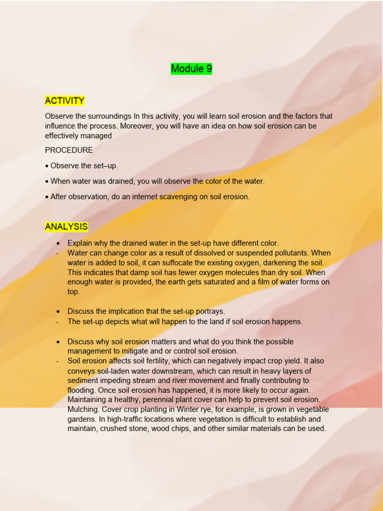 Soil Sci Module 9 | PDF | Soil | Erosion