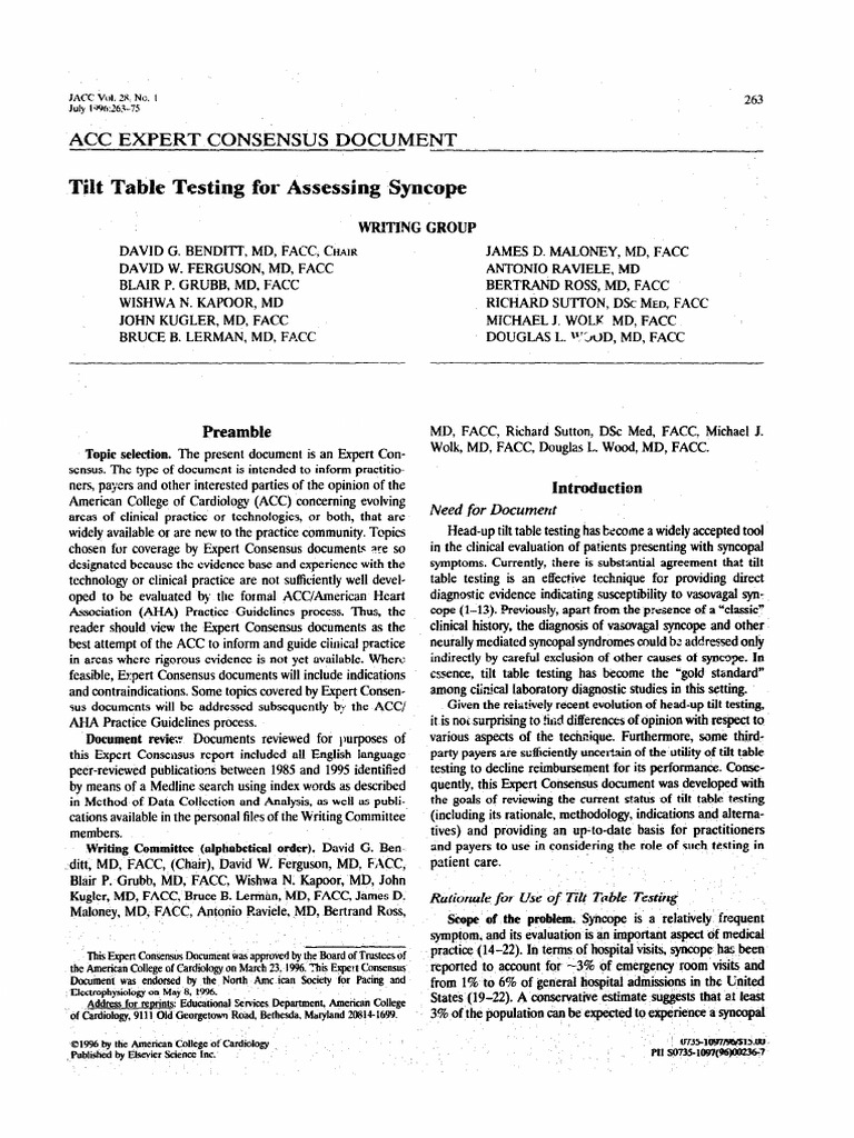 Tilt Table Testing For Assesing Syncope | PDF | Health Care ...