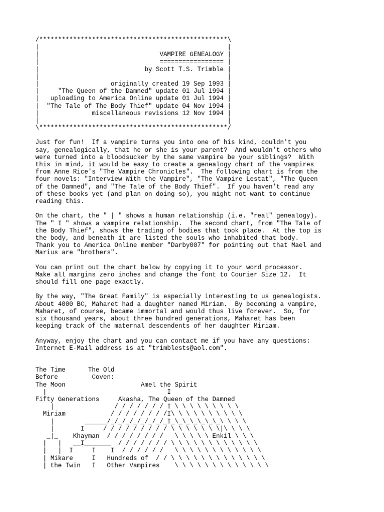 Vampire Genealogy | Download Free PDF | Mythological Hematophages ...