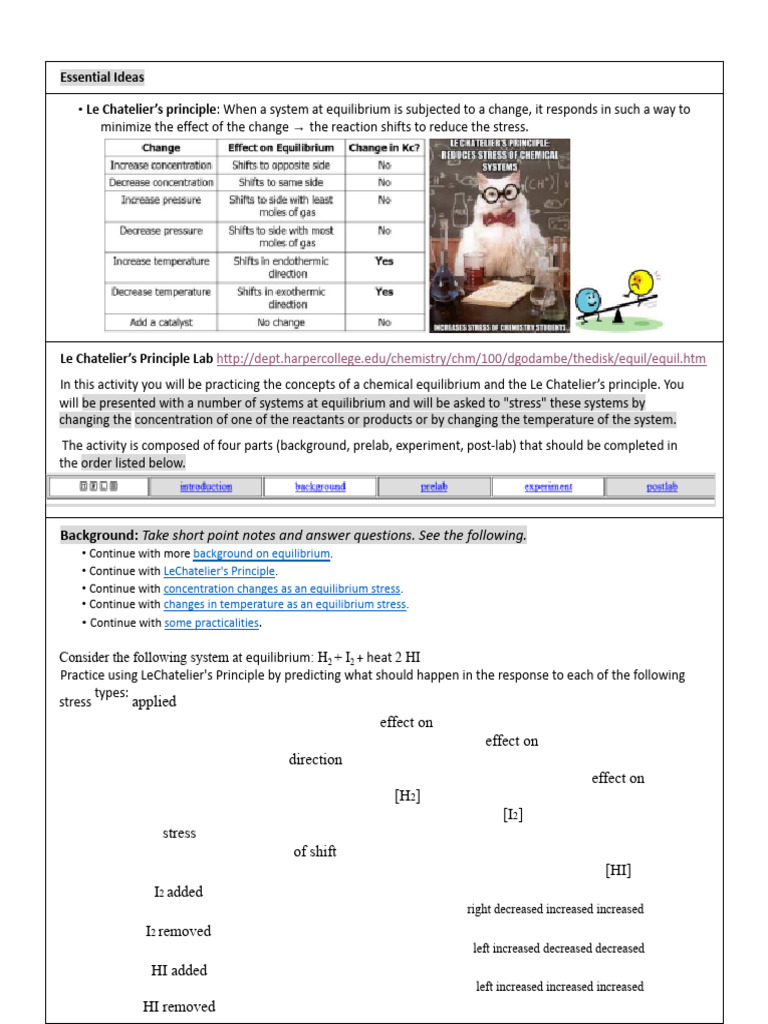 Le Chatelier's Principle Virtual Lab | PDF | Chemical Equilibrium ...