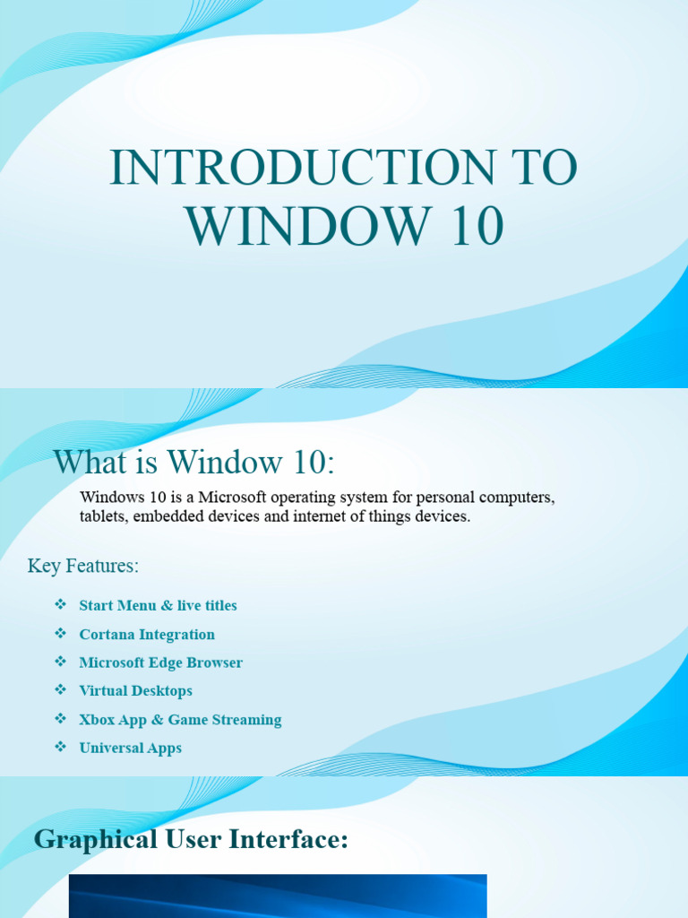 Introduction To Window 10 | PDF | Windows 10 | Microsoft Windows