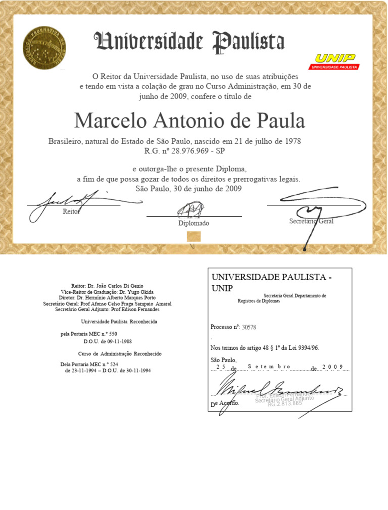 Diploma Unip Marcelo | PDF
