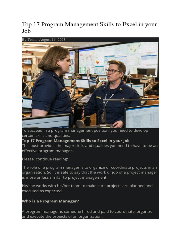 Top 17 Program Management Skills To Excel in Your Job | Download Free ...