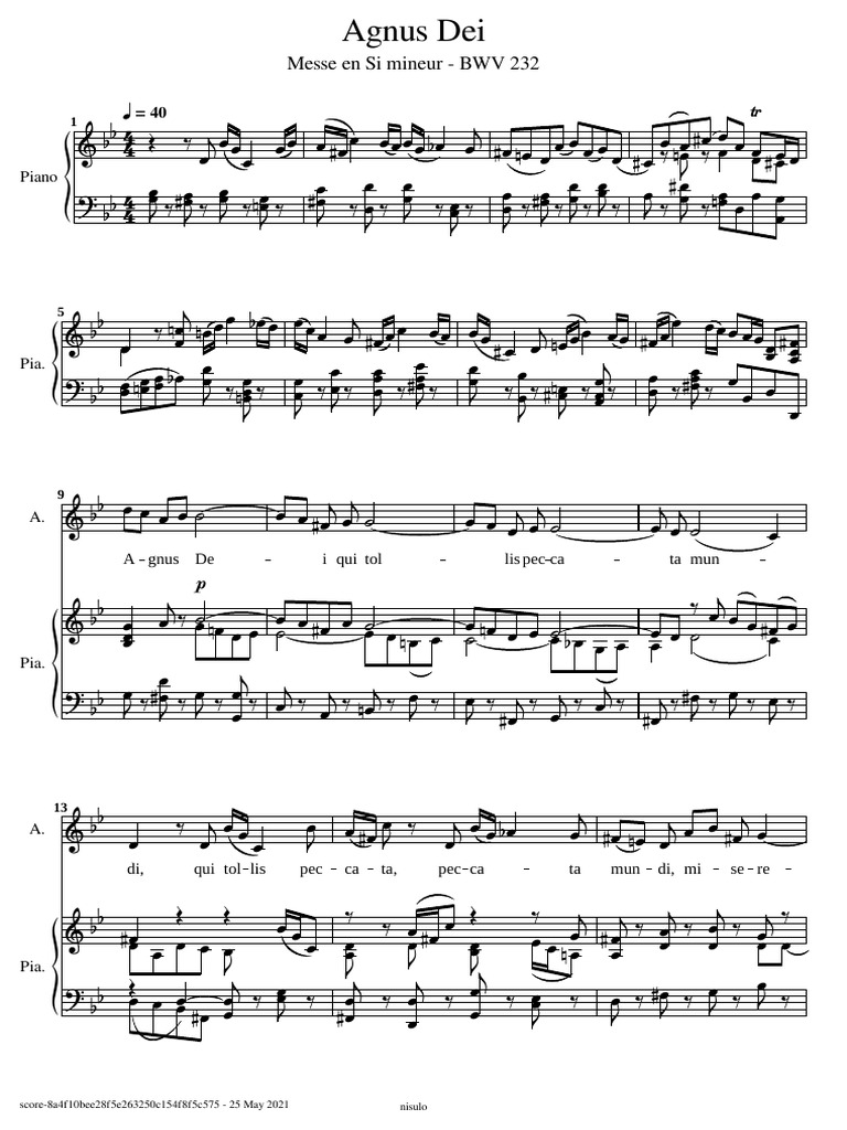 Bach Messe En Si Agnus Dei Pdf