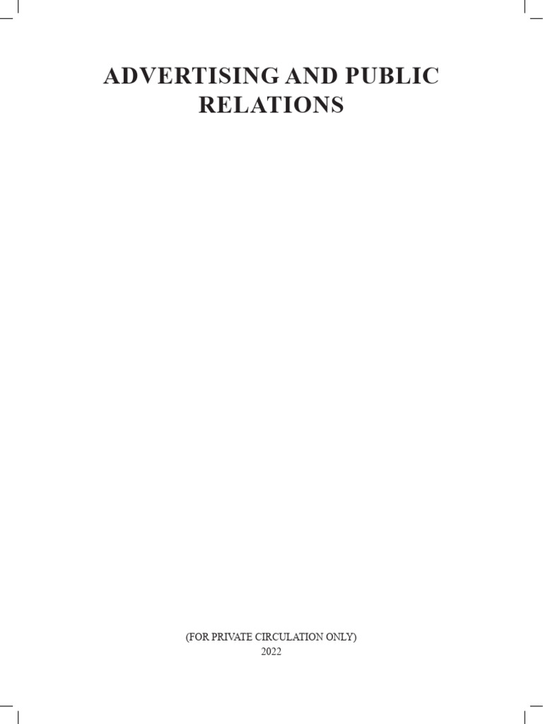 Advertising and Public Relation | PDF | Advertising | Public Relations