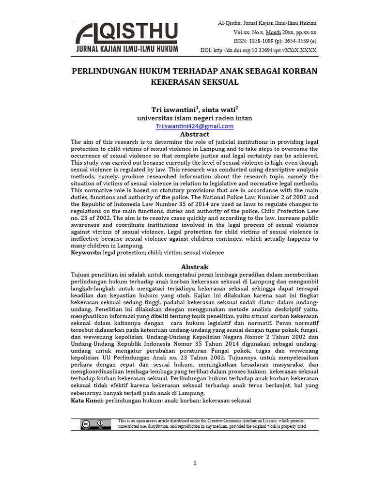 Perlindungan Hukum Terhadap Anak Sebagai Korban Kekerasan Seksual 2 | PDF | Violence | Justice