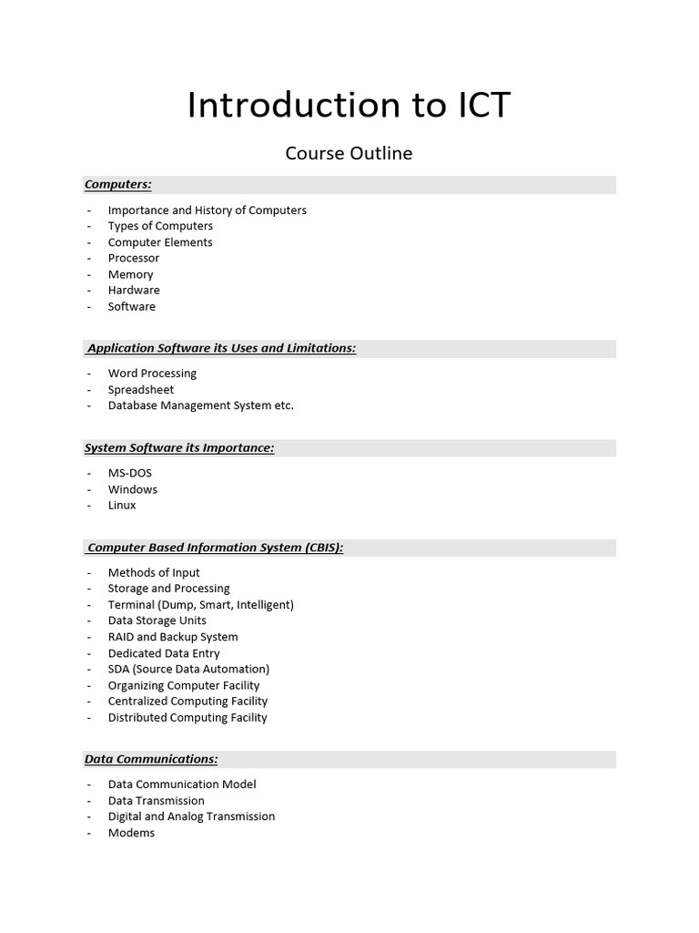 Introduction To ICT | PDF