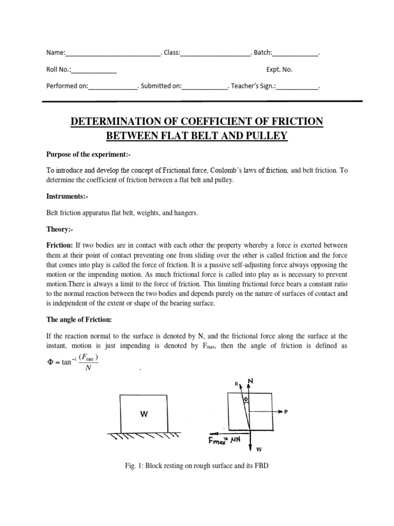Belt Friction Coefficient Experiment | PDF | Friction | Belt (Mechanical)