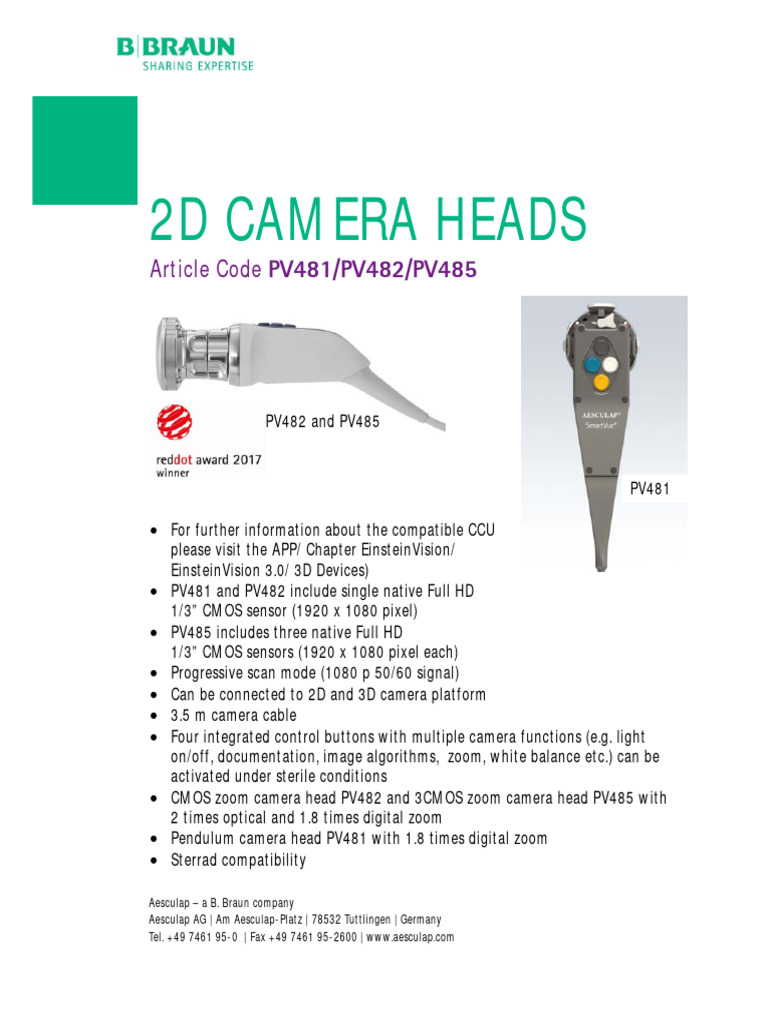 2D Camera Heads PV481, PV482, PV485 | PDF | Computers | Business