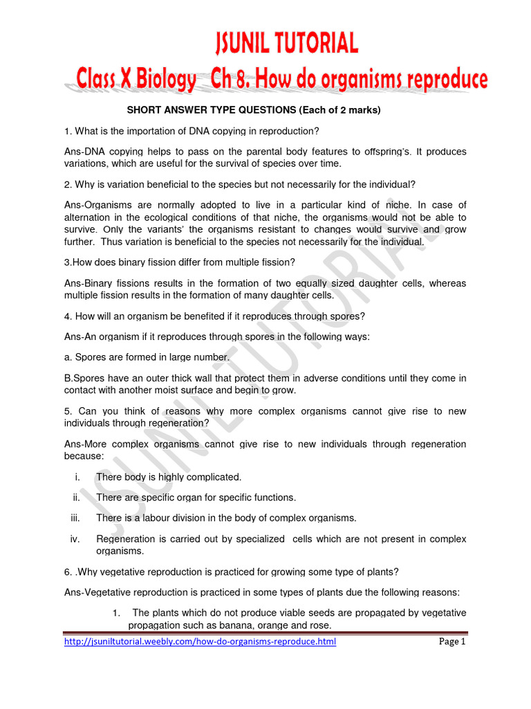 10th How Do Organisms Reproduce 2 Marks Questions Solved | PDF ... 10th How Do Organisms Reproduce 2 Marks Questions Solved | PDF ...