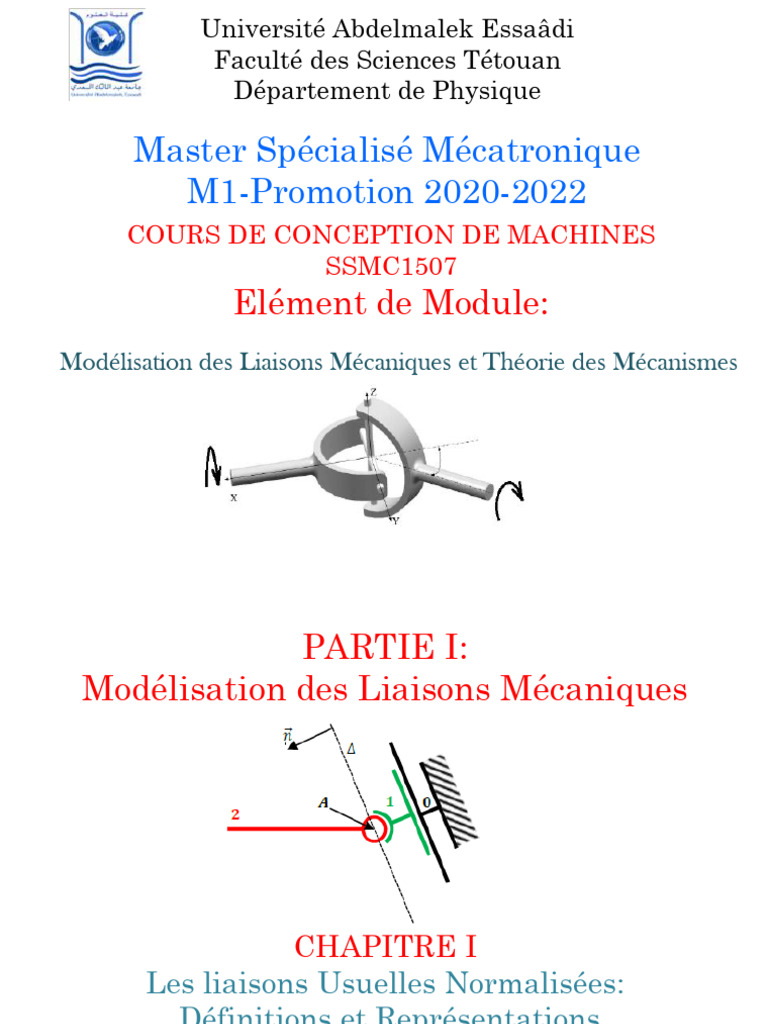 Chapitre 1 Sur Les Liaisons - Master MECA - M1 - 2021 | PDF | Géométrie | Mécanique newtonienne