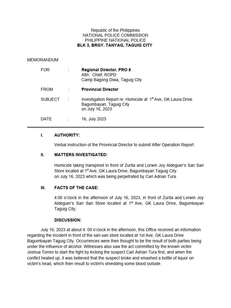 Homicide Investigation Report | PDF | Crime & Violence | Law Enforcement