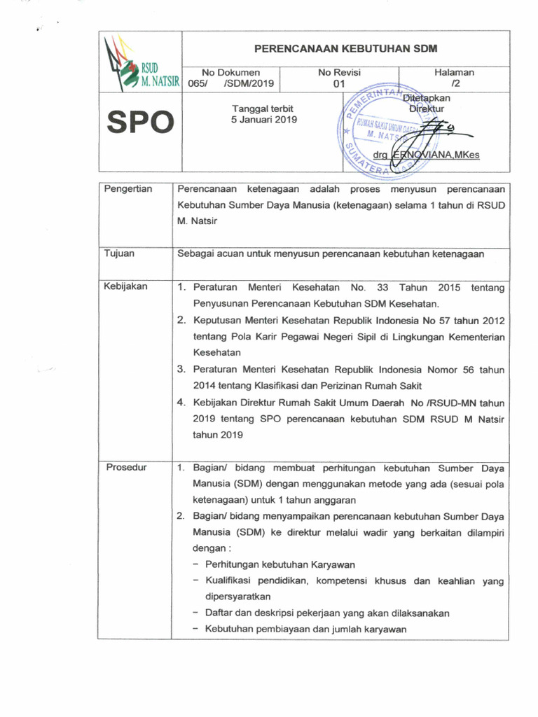 SPO Perencanaan Kebutuhan SDM | PDF