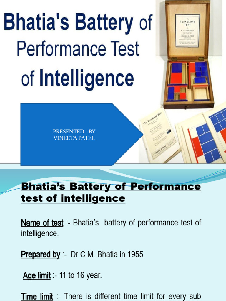 Bhatiya Battery Performance Testppt | PDF | Intelligence Quotient ...