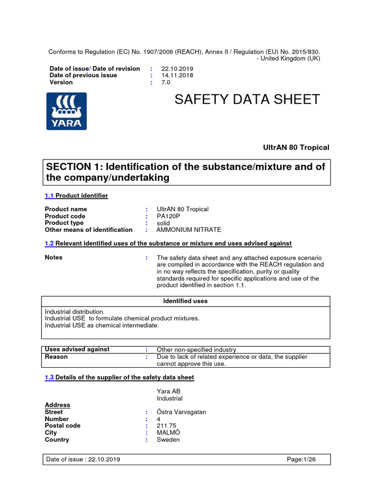 UltrAN 80 Tropical 7.0 20201012 | PDF | Chemical Reactions | Safety