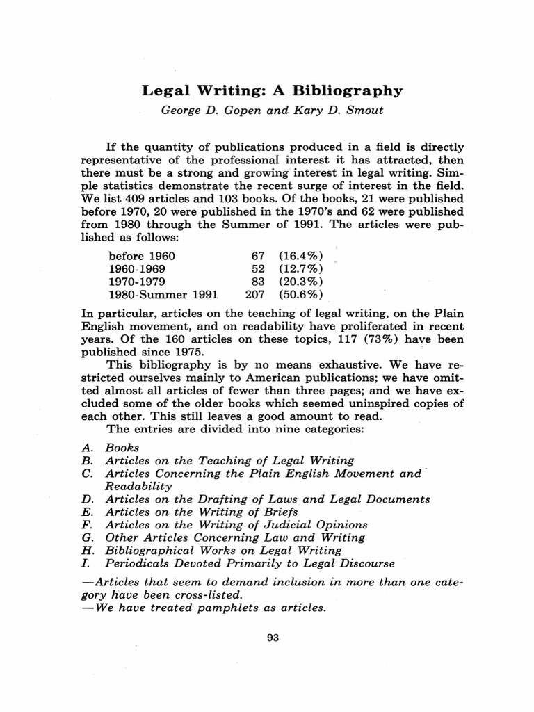 05 Legal Writing A Bibliography Gopen Smout | PDF