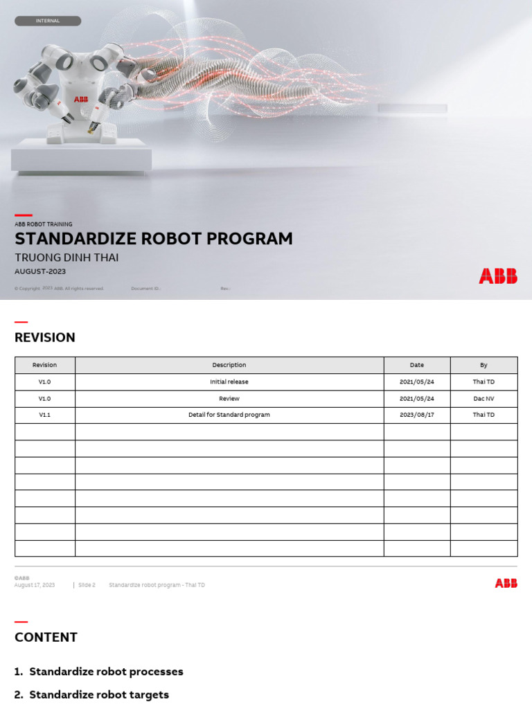ABB Robot Training Basic 2 - Day 2 - ABB Standard Robot Program - V1.1 | PDF | Computing ...