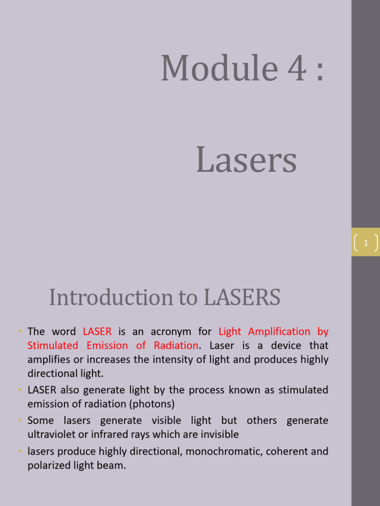 Module 4 Modeified | PDF | Laser | Emission Spectrum