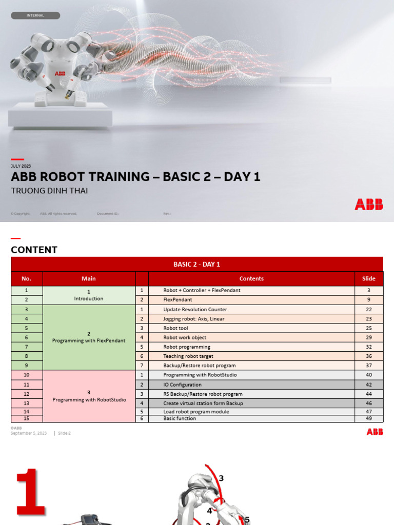 ABB Robot Training Basic 2 - Day 1 - IRC5 Robot Operation - V1.1 | PDF
