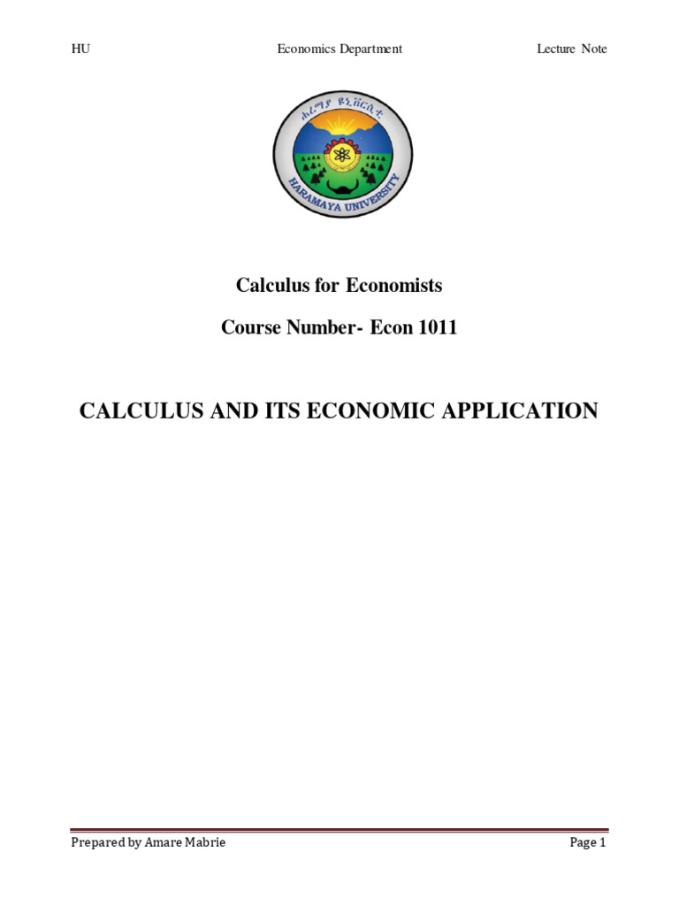 Calculus For Economists | PDF | Function (Mathematics) | Equations