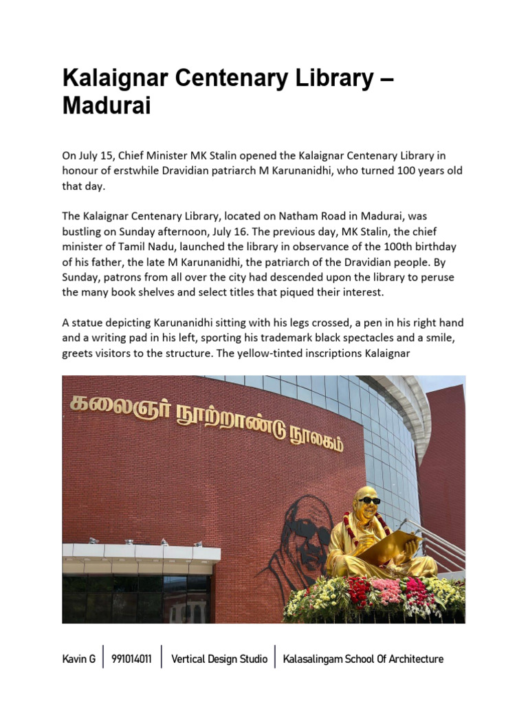 Kalaignar Centenary Library | PDF | South India | Tamils
