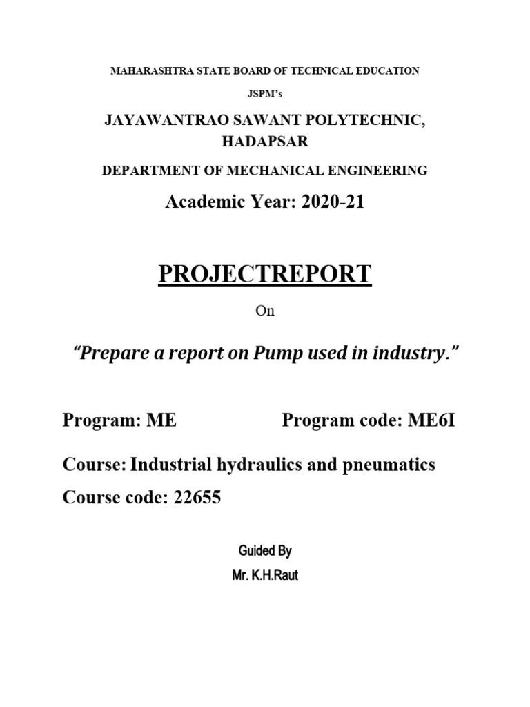 IHP Micro Project | PDF | Pump | Fluid Dynamics