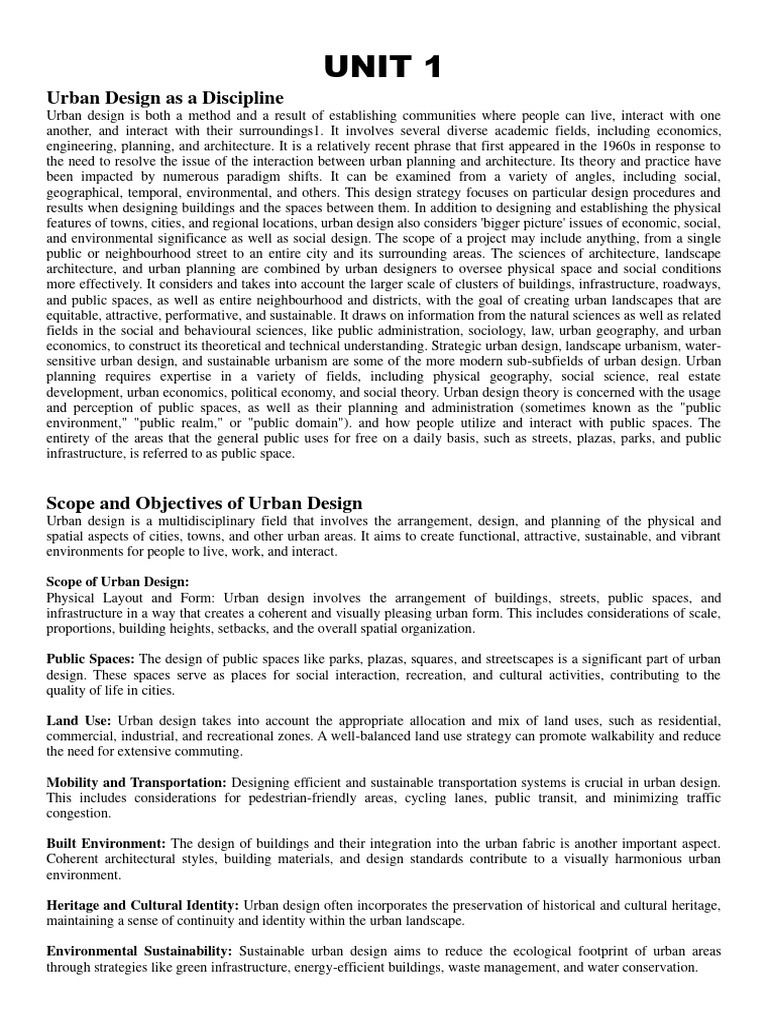 Unit 1: Urban Design As A Discipline | Download Free PDF | Urban Design ...