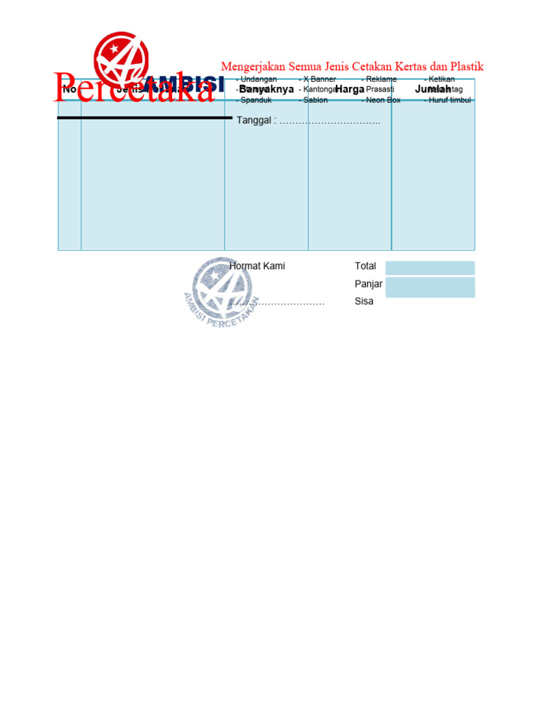 Nota Baju Sablon | PDF