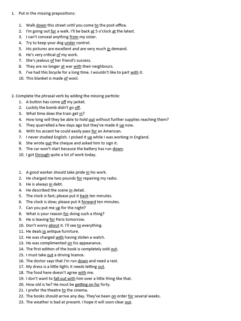 TEST - Prepositions - Full - Key-Students | PDF