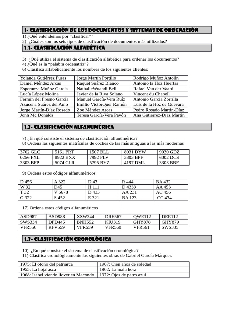 Tarea Ejercicios Ud 5. Organización y Archivo en La Documentación. | PDF