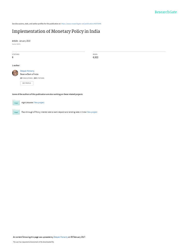 Monetary Policy Implementation | PDF | Monetary Policy | Central Banks