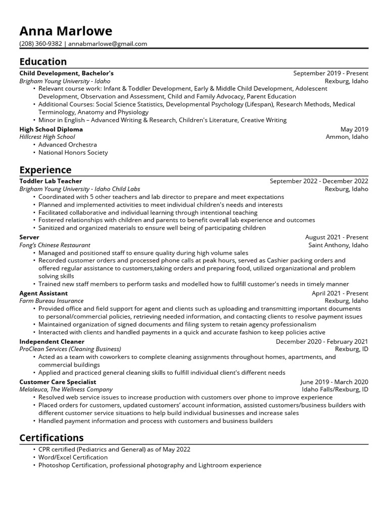 Resume Final | PDF | Child Development | Behavioural Sciences