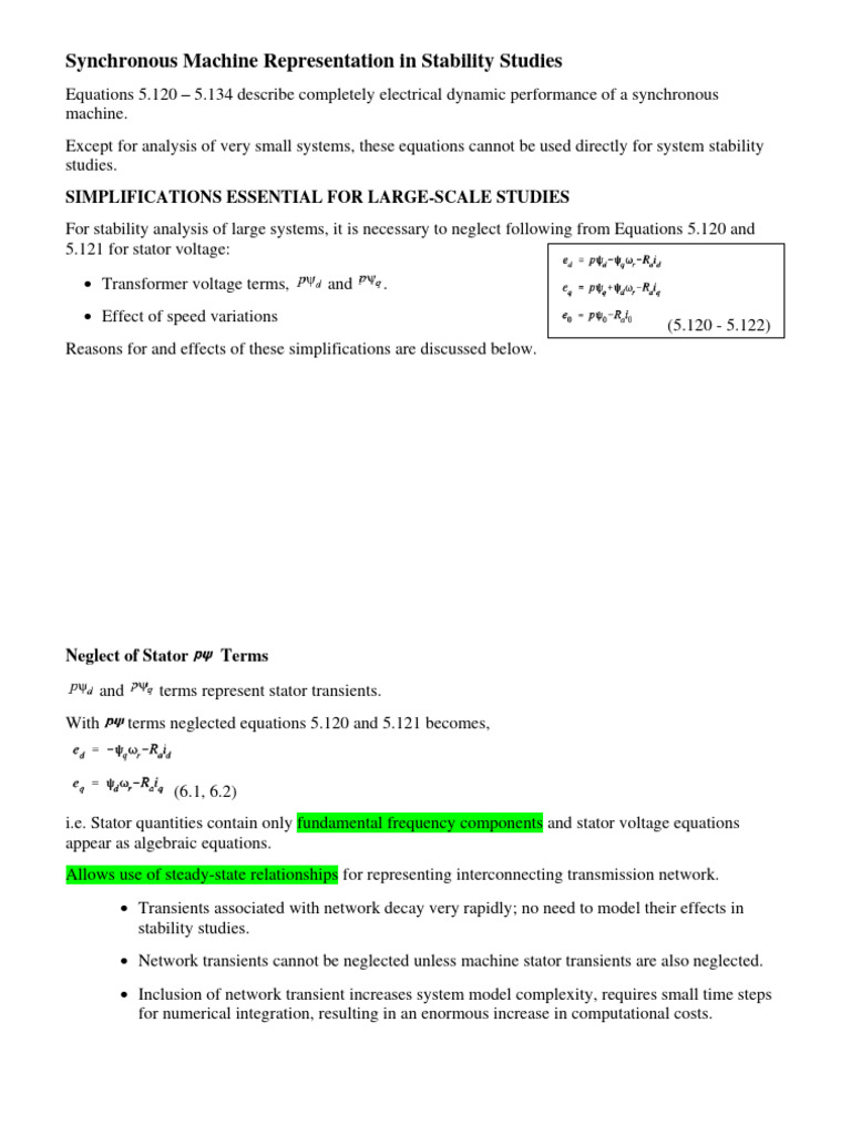 8 - Synchronous Machine Representation in Stability Studies | PDF ...