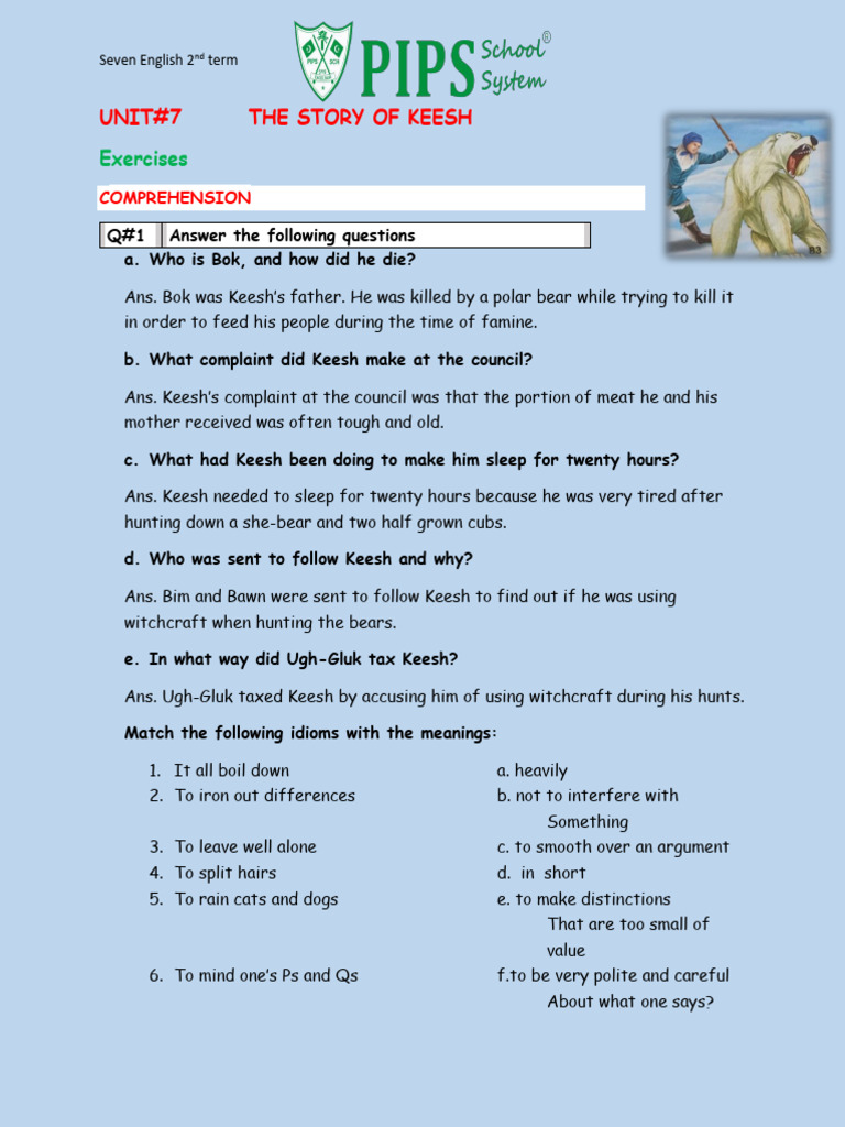 Exercises: UNIT#7 The Story of Keesh | PDF