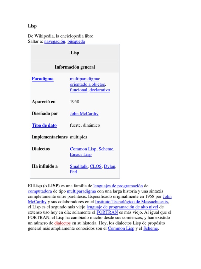 Lisp | Descargar gratis PDF | Esquema (lenguaje de programación ...