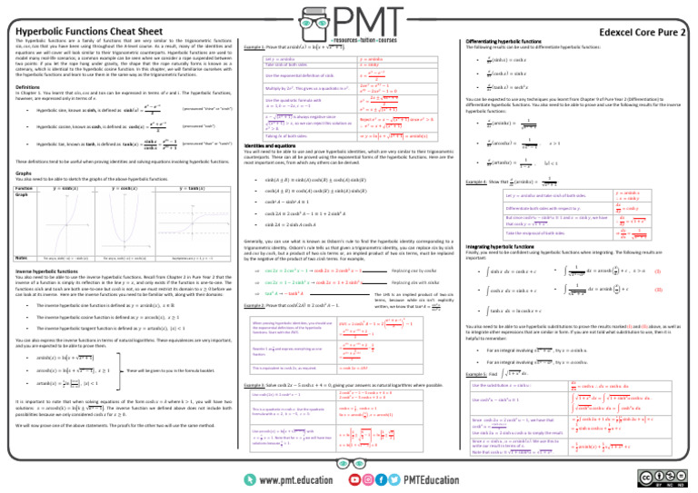 Ch.6 Hyperbolic Functions | PDF