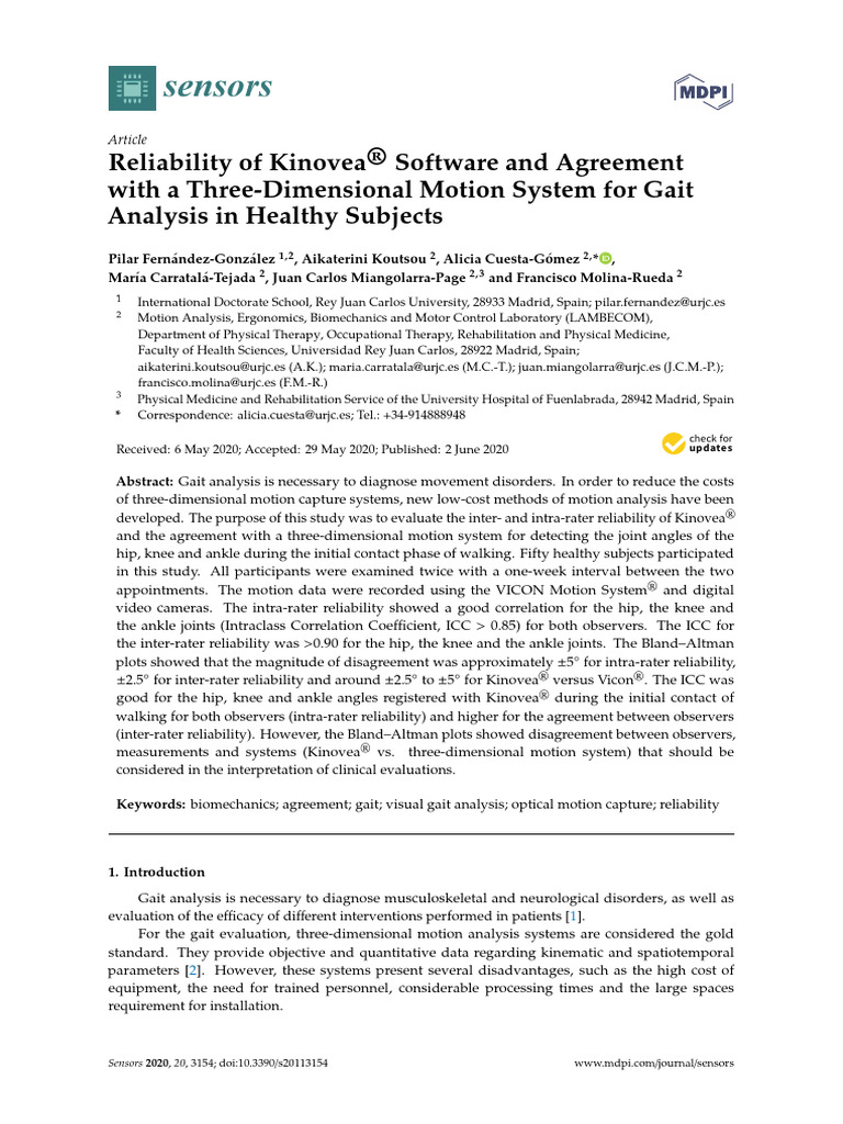 KINOVEA - Reliability of Kinovea® Software and Agreement | PDF
