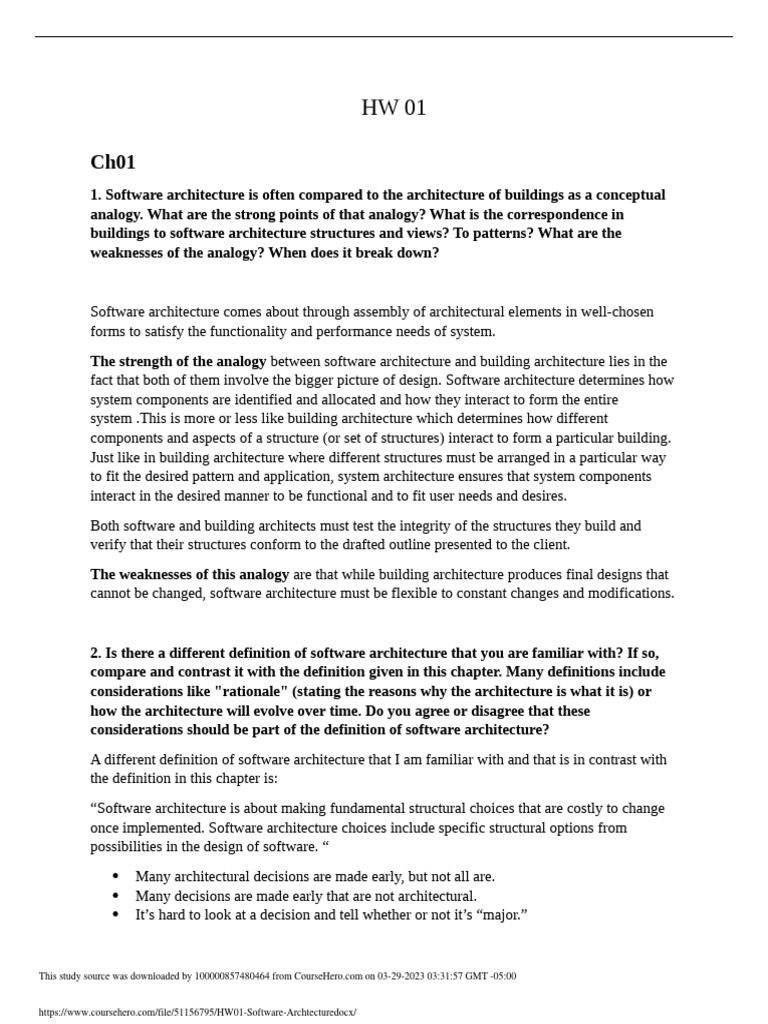 HW01 Software Archtecture | PDF | Software Architecture | System