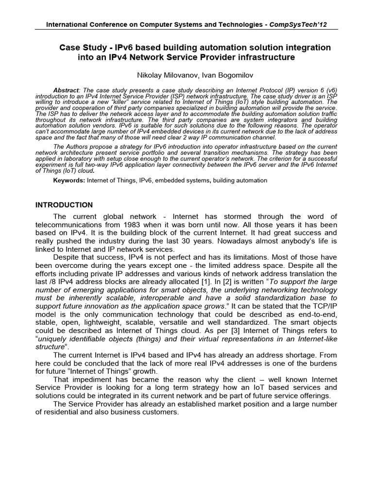 8 - Case Study - IPv6 Based Building Automation Solution Integration Into An IPv4 Network ...