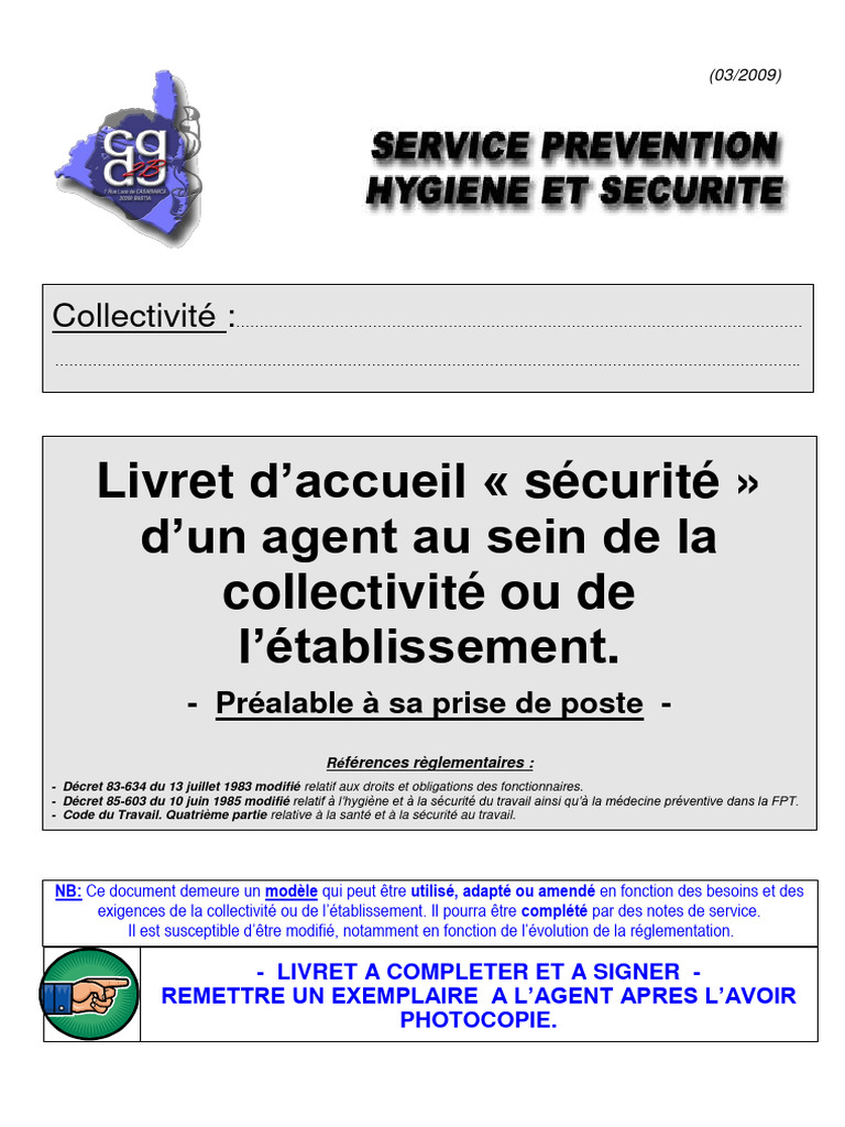 11 Livret Accueil Securite Agents | PDF | Affaires
