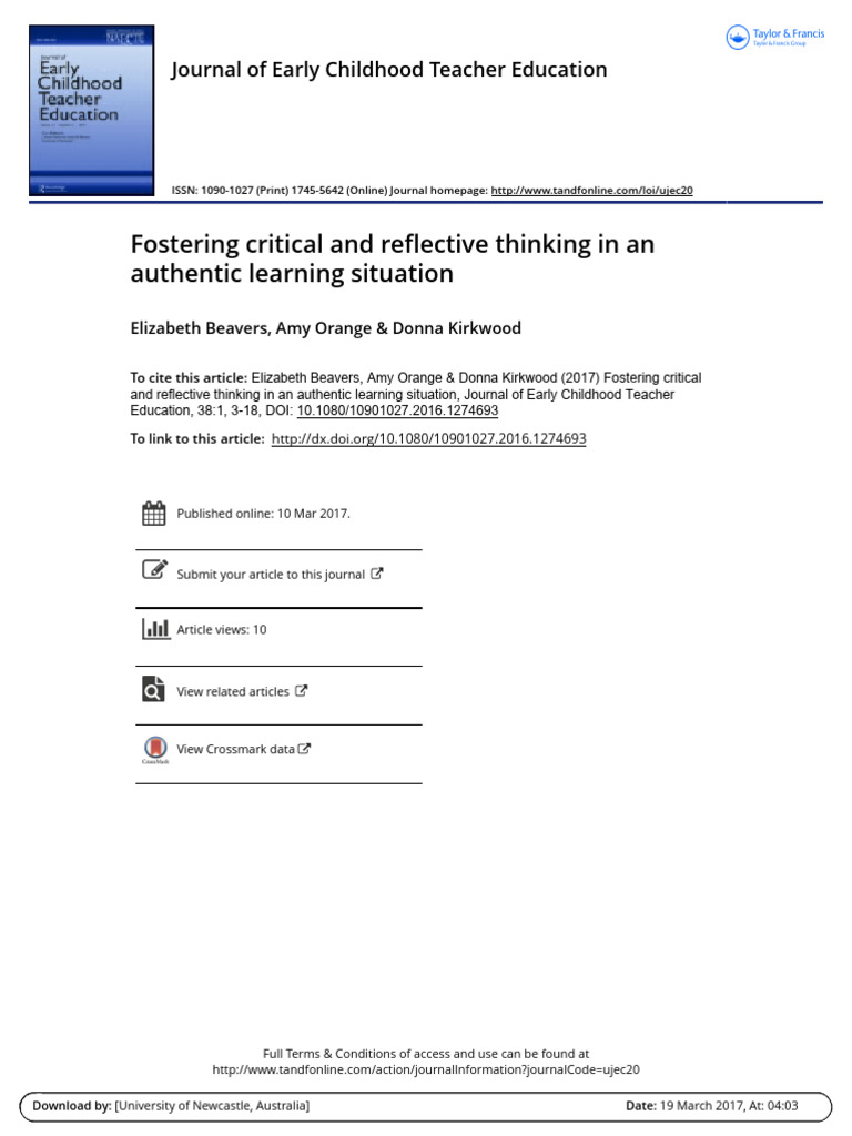 Fostering Critical Reflection in Education | PDF | Critical Thinking ...