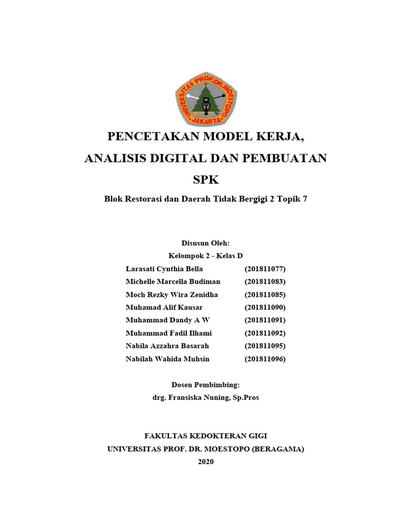 Pencetakan Model Kerja, Analisis Digital Dan Pembuatan SPK | PDF